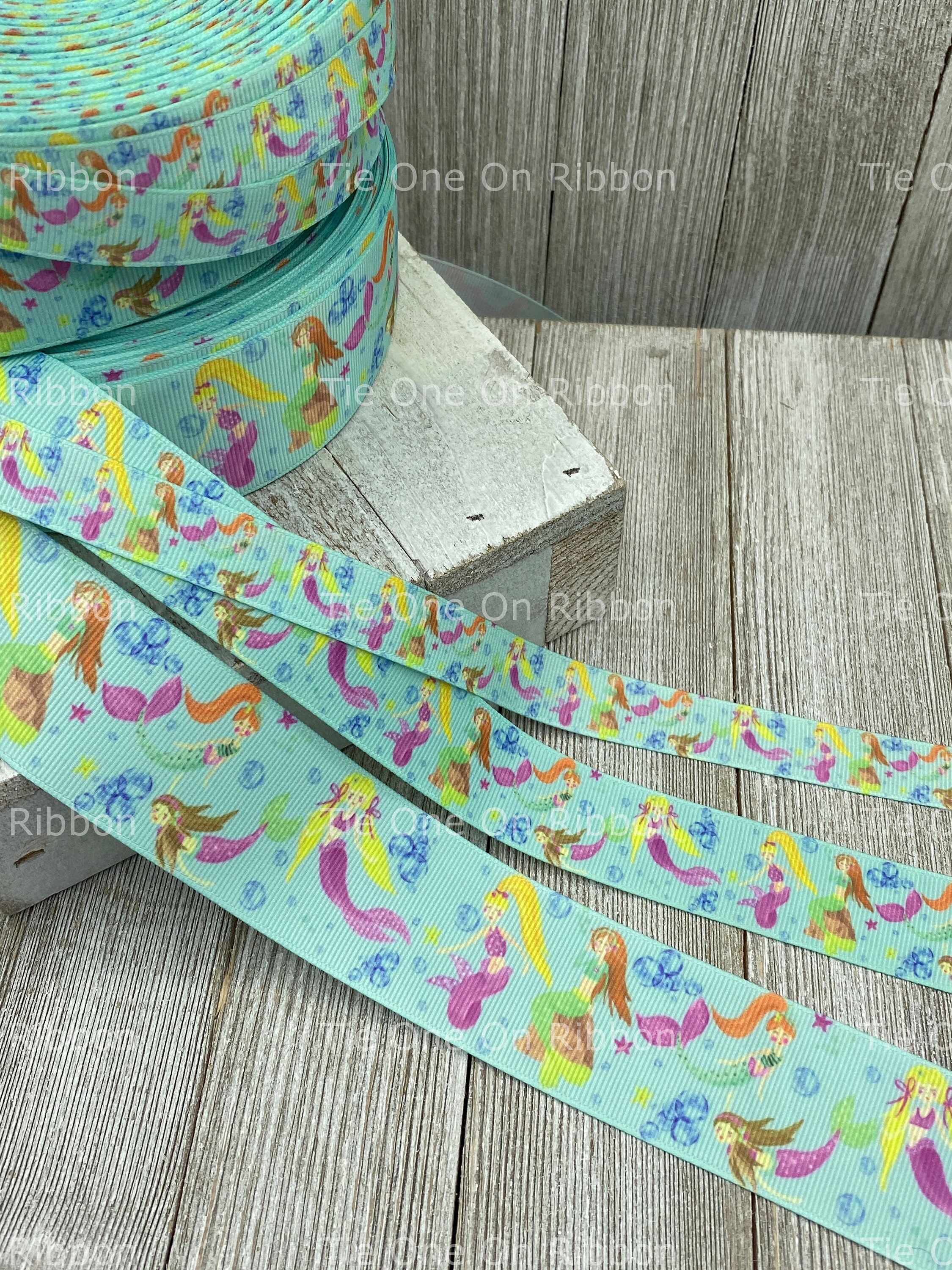SALE 5 Yards Cute Cartoon Mermaids Printed Grosgrain Ribbon - Etsy