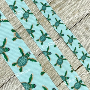 Green Sea Turtles Ocean Blue Printed Grosgrain Ribbon 3/8 5/87/81.5 Sew ...