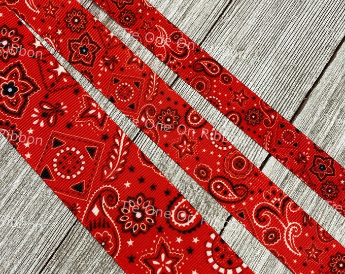 Red Bandana Cowgirl Western Printed Grosgrain Ribbon - Etsy