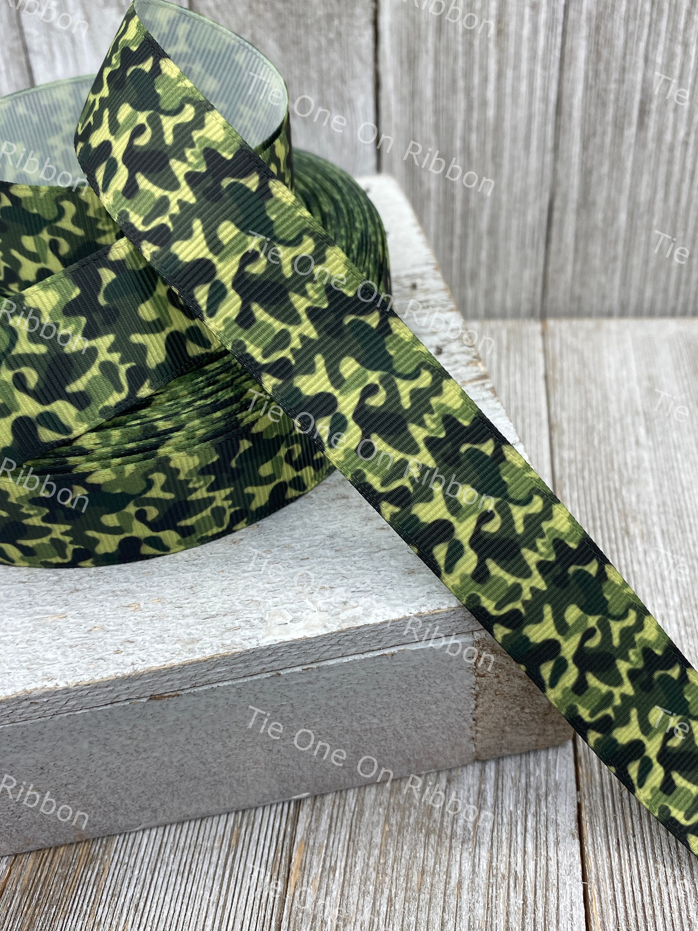 Deep Forest Greens Camouflage Camo Printed Grosgrain Ribbon | Etsy