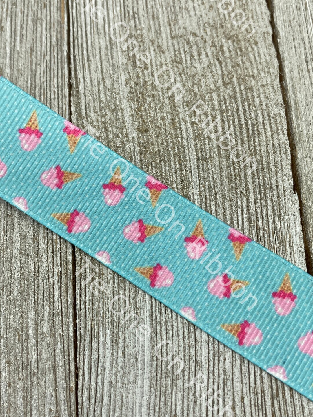 SALE 5 Yards Pink Ice Cream Cones on Micro Dotted Blue Printed ...