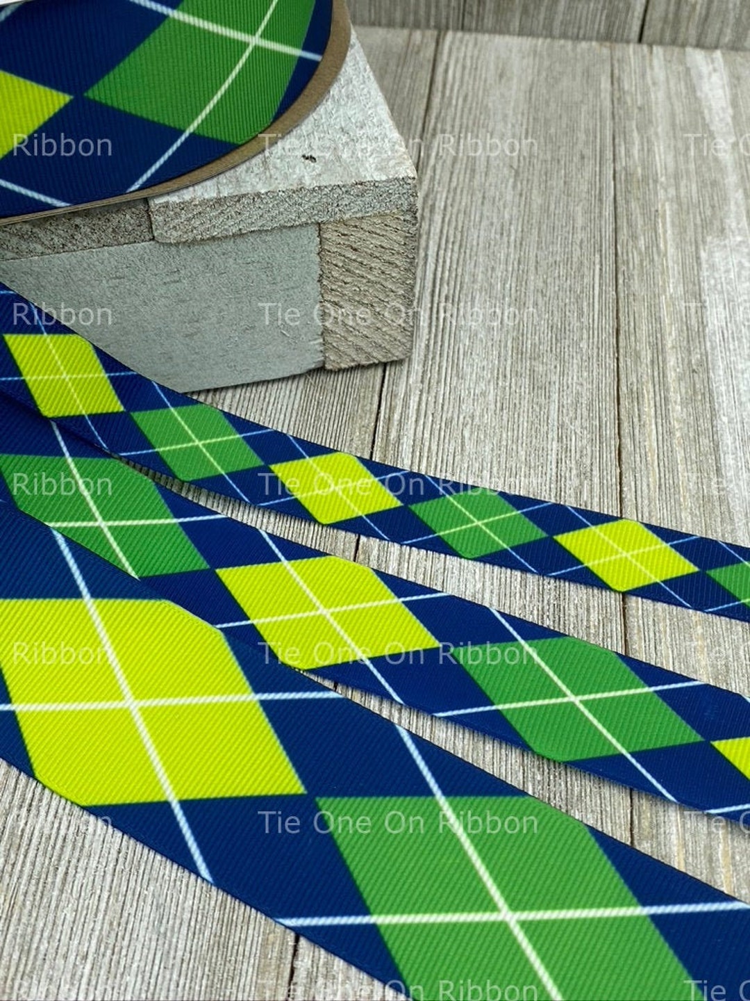 Green Argyle Plaid Print Grosgrain Ribbon 5/8 1 1.5 Sewing Crafting ...