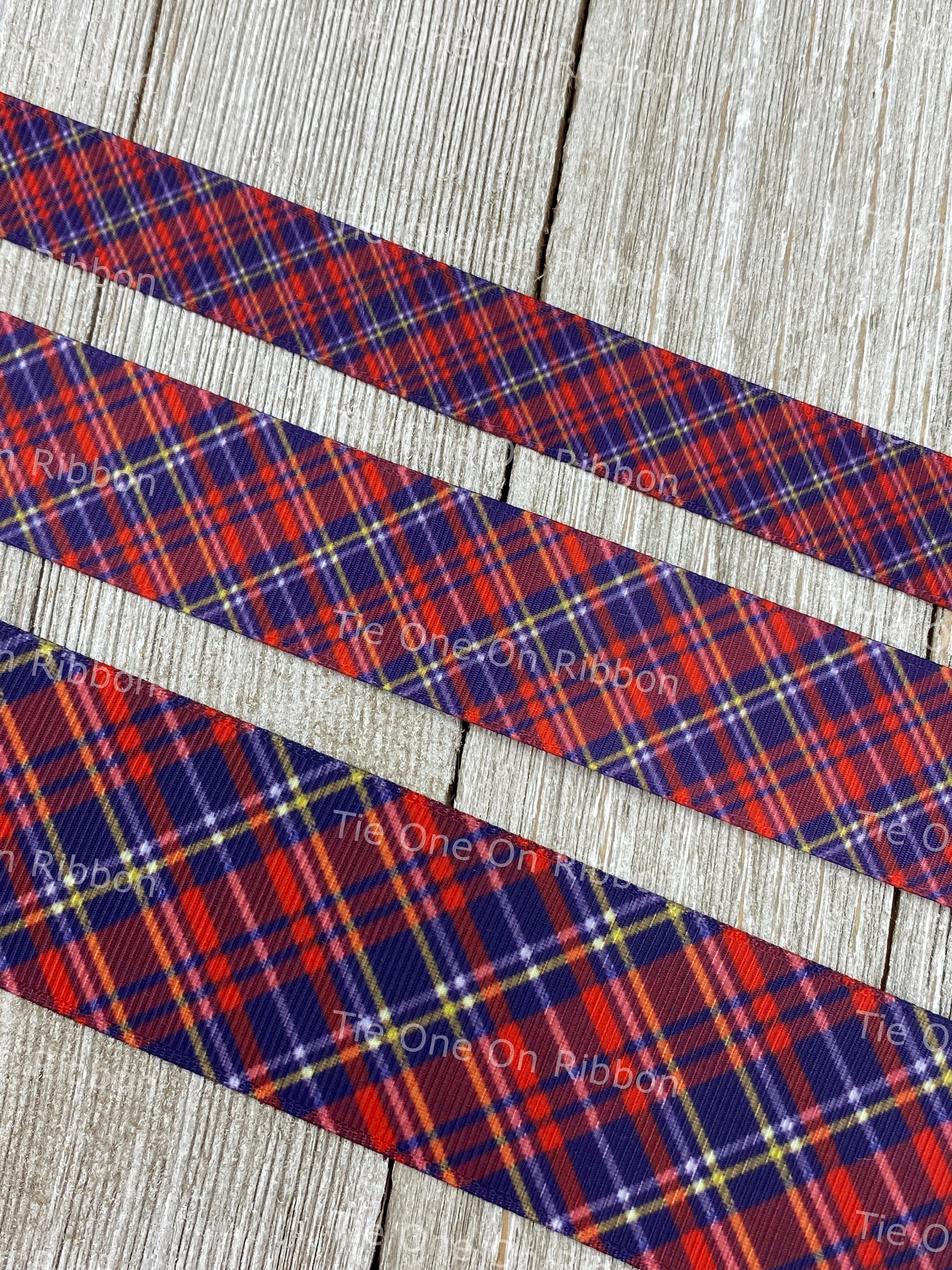 Red and Navy Blue Plaid Printed Grosgrain Ribbon 7/8 - Etsy