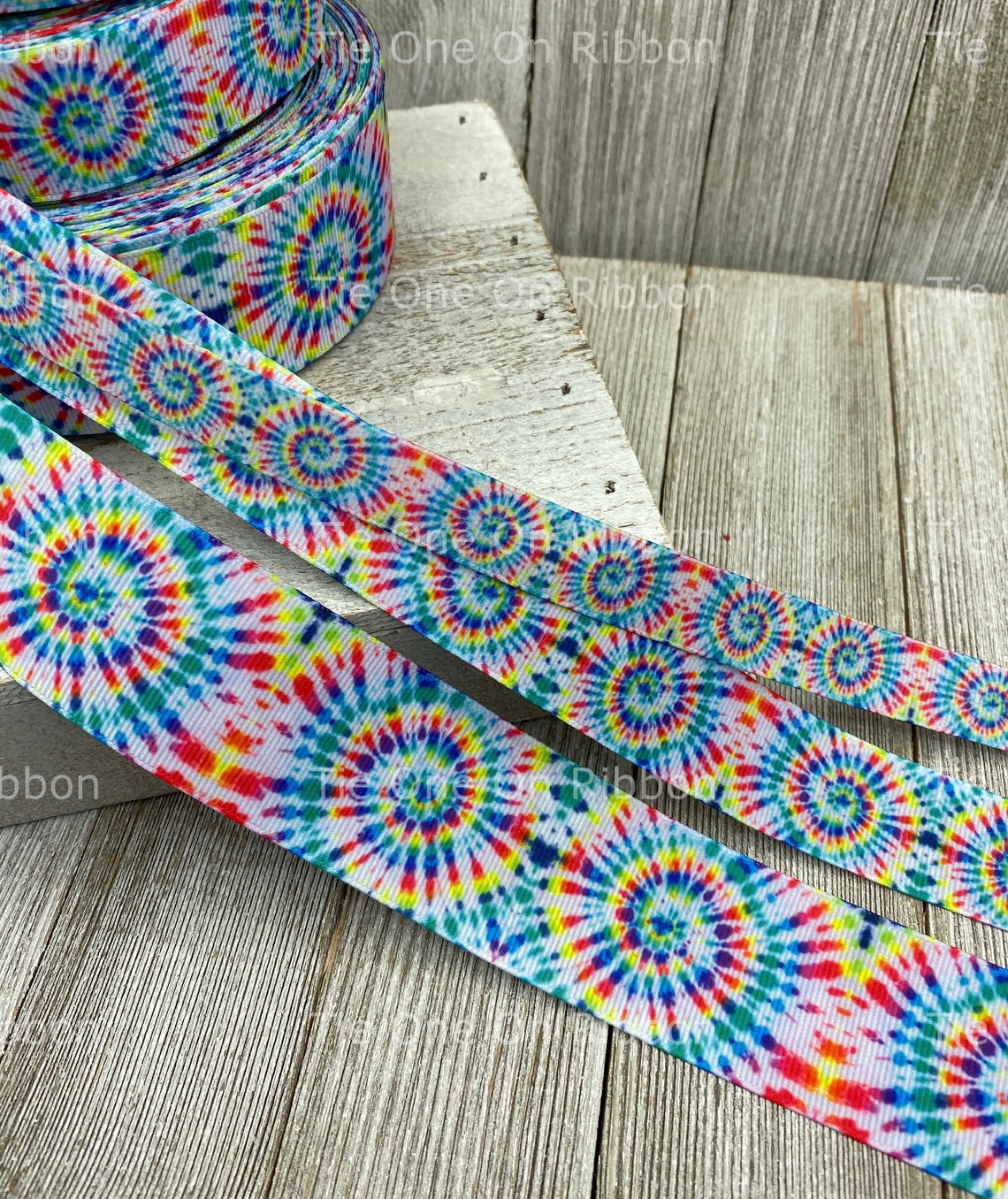 Bright Tie Dye Swirls Printed Grosgrain Ribbon 5/8 | Etsy