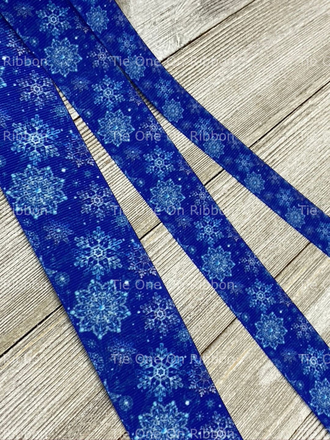 Denim Blue Winter Snowflakes Printed Grosgrain Ribbon 5/8 7/8 1 1.5 ...