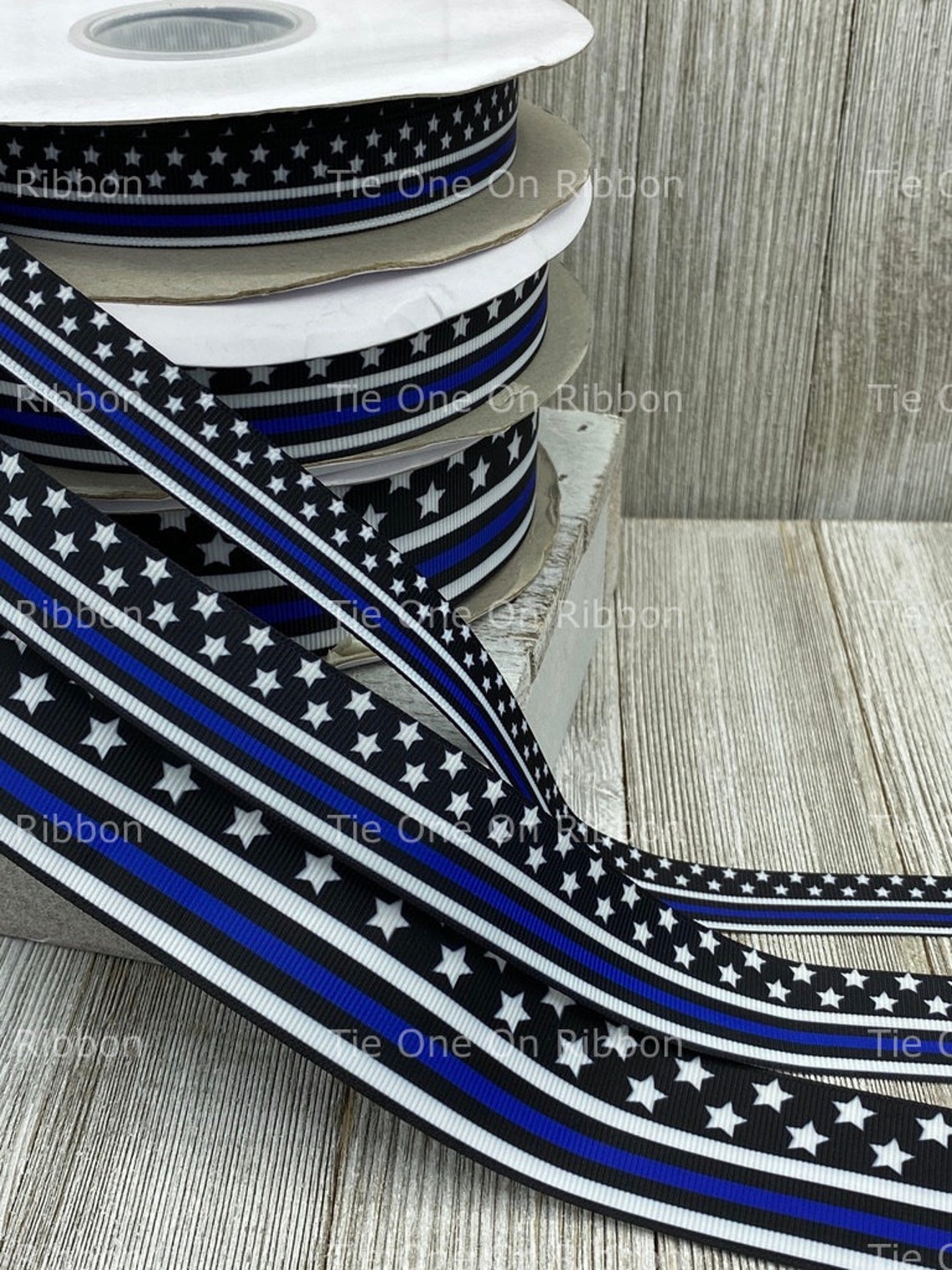 Thin Blue Line Police Support Print Grosgrain Ribbon 5/8 1 - Etsy