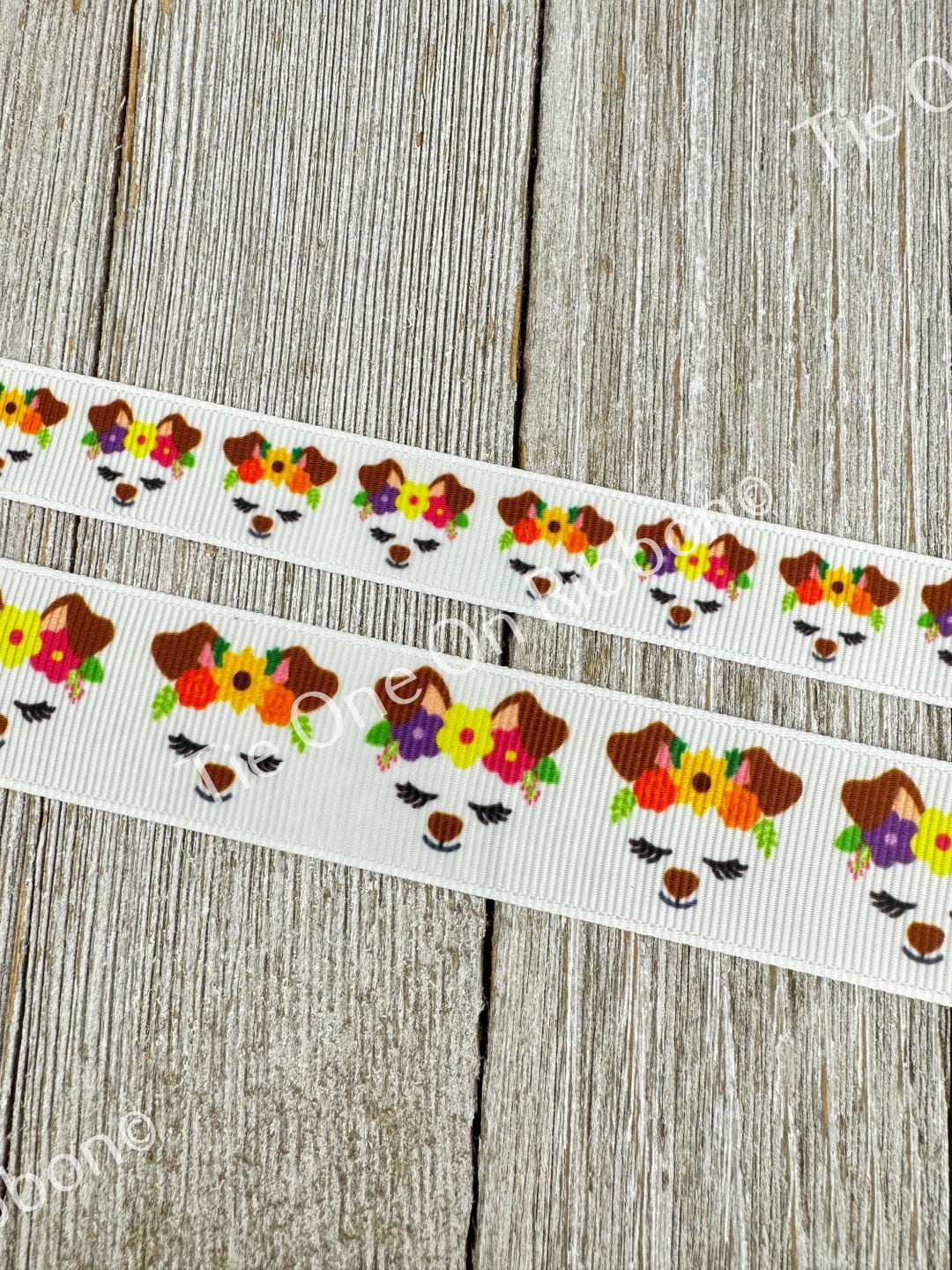 SALE! 5 Yards Puppy Dog Face Flower Crown Grosgrain Ribbon - 5/8" - 1 ...