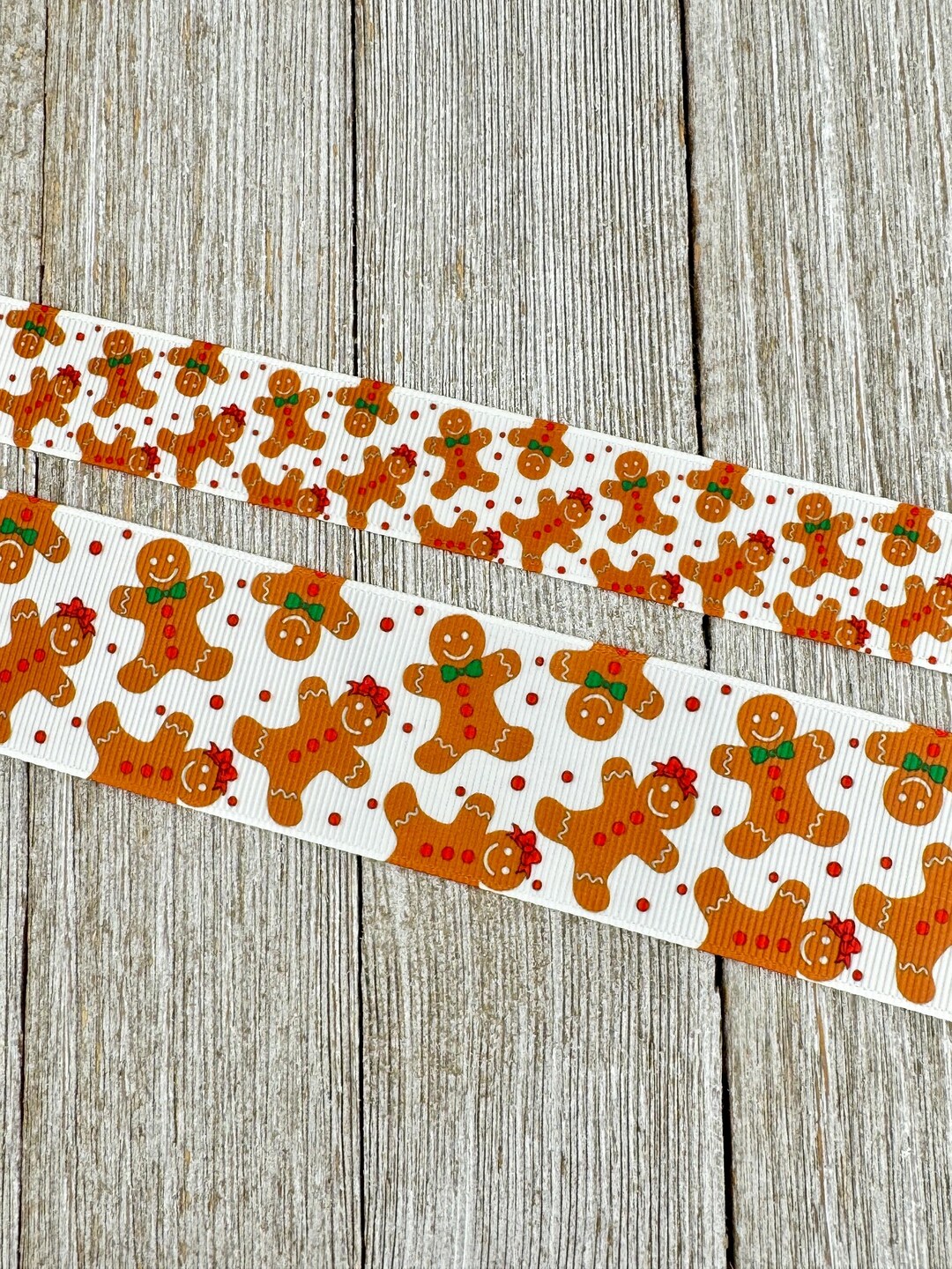 Gingerbread Cookies Gingerbread Man Girl Dots Printed Grosgrain Ribbon ...