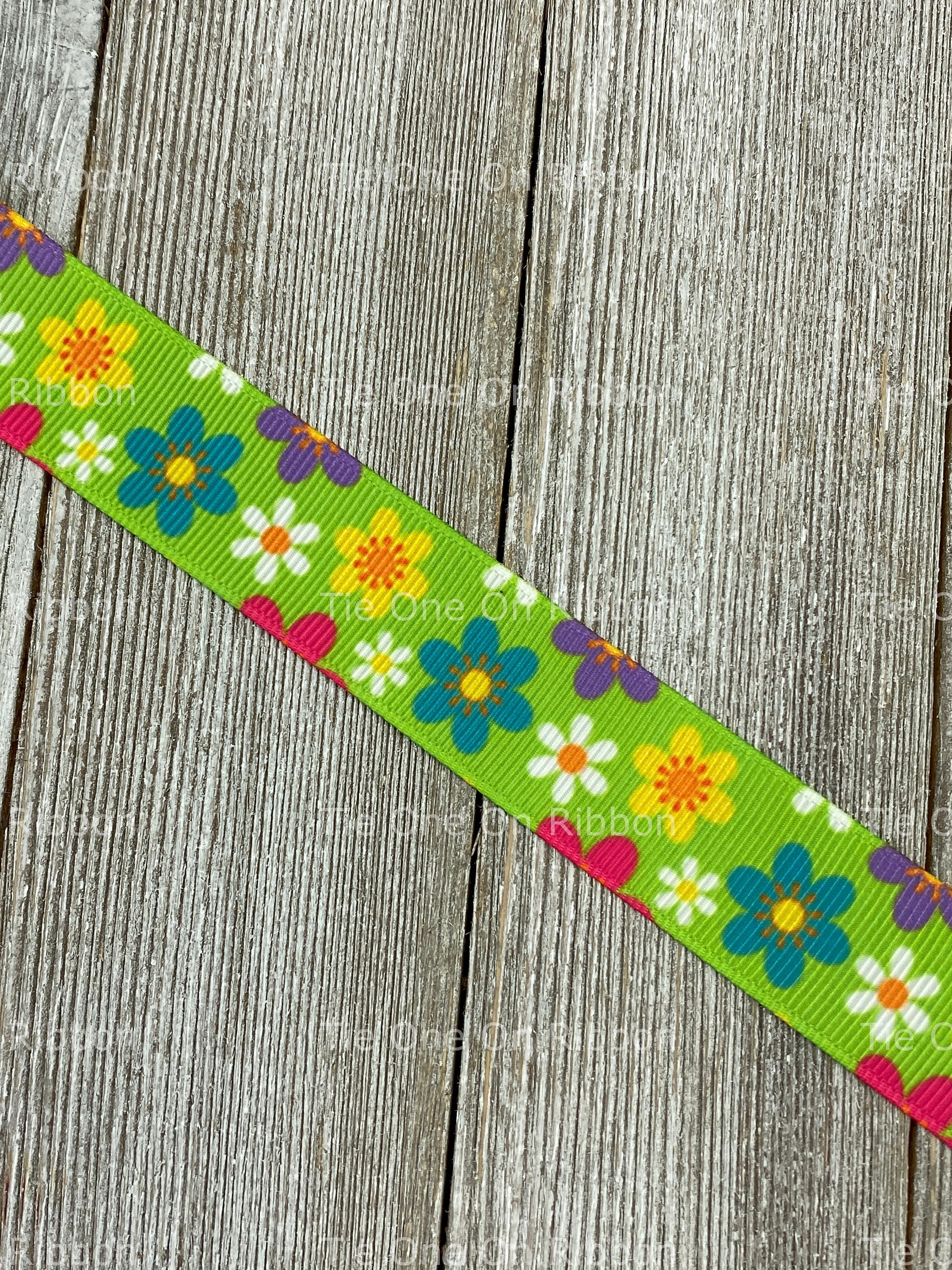 Bright Flower Power Floral Print Grosgrain Ribbon 7/8 - Etsy