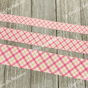 Pink and Pale Yellow Plaid Printed Grosgrain Ribbon - 5/8 - 1 - 1.5 ...