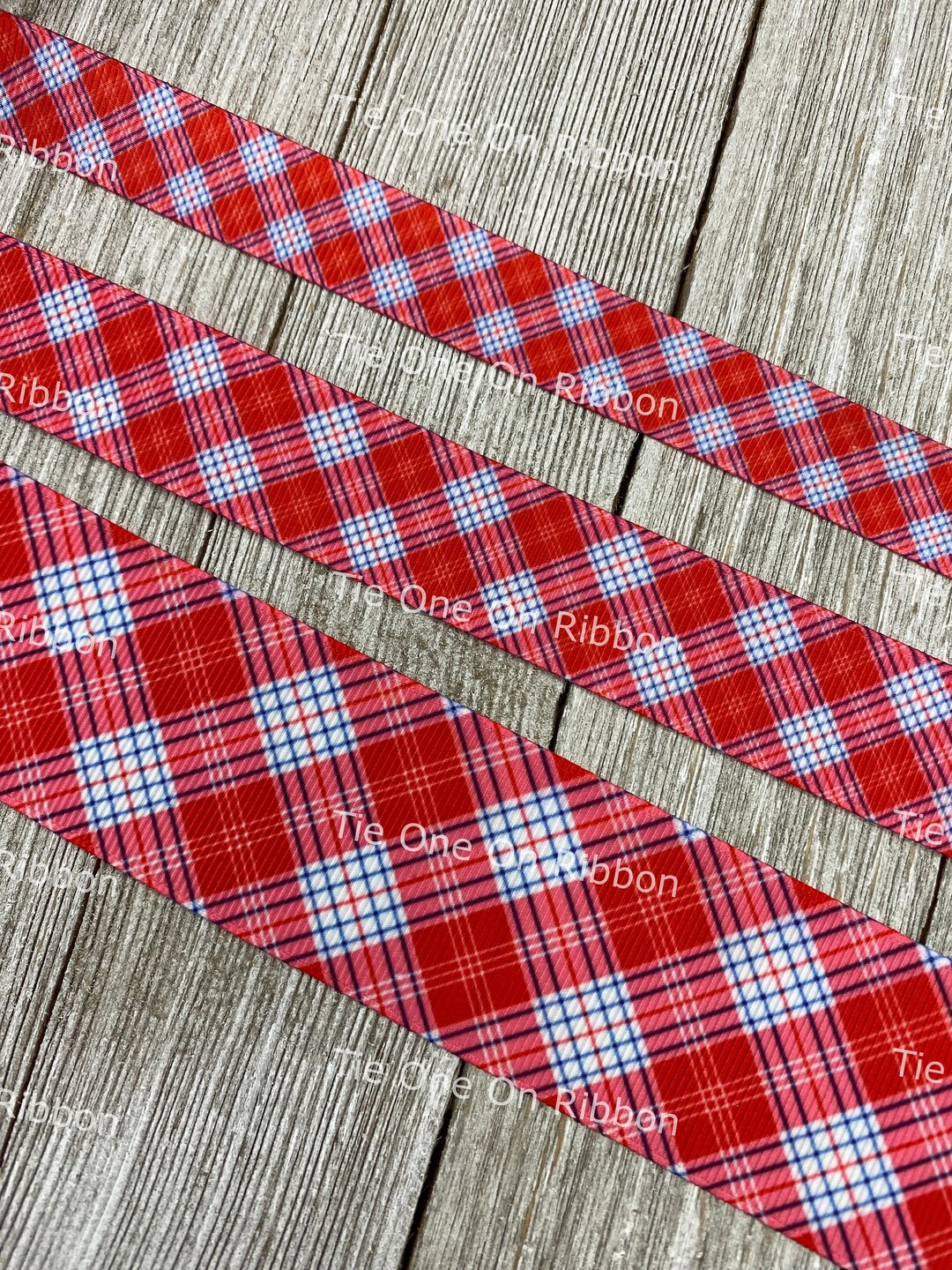 Classic Red and Blue Plaid Printed Grosgrain Ribbon - Etsy