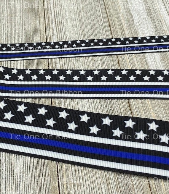 Thin Blue Line Police Support Print Grosgrain Ribbon 5/8 1 - Etsy
