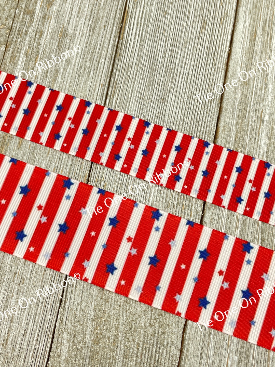 Patriotic Navy Stars on Red Printed Grosgrain Ribbon - 1 - 1.5 Inch ...