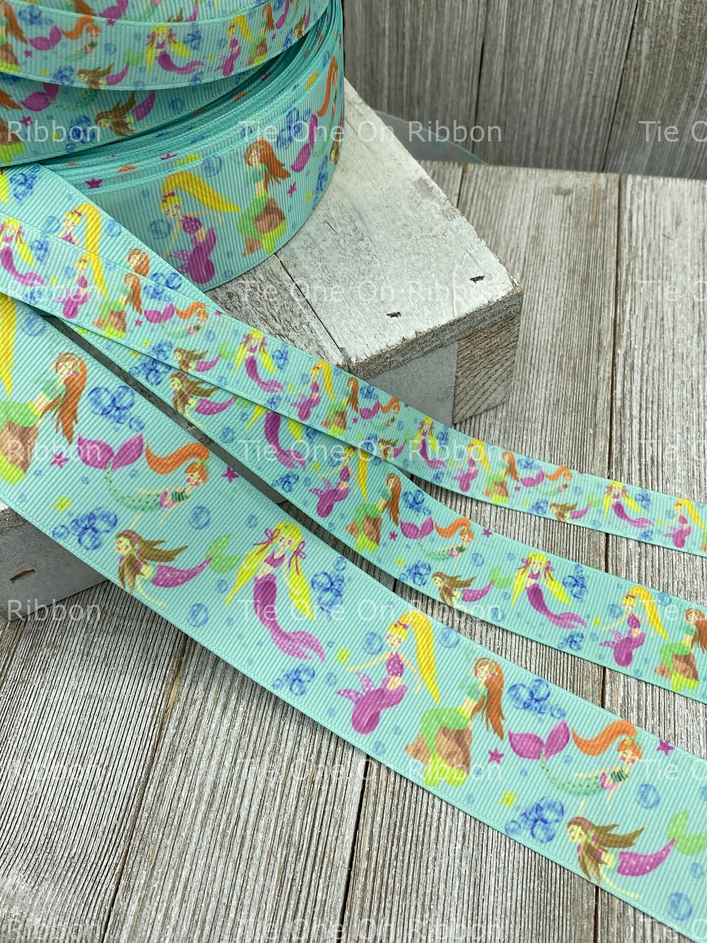 SALE 5 Yards Cute Cartoon Mermaids Printed Grosgrain Ribbon - Etsy