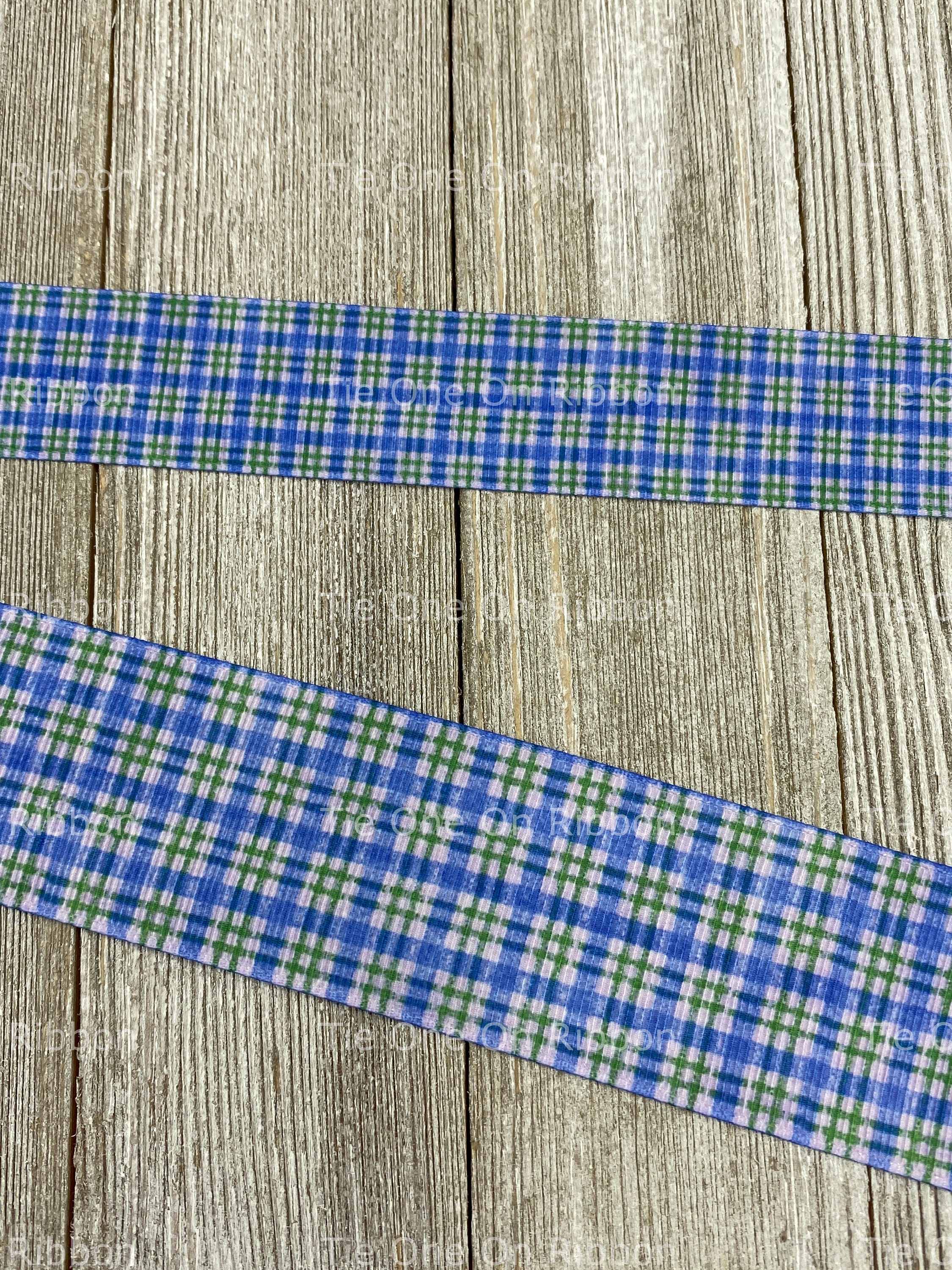 Blue and Green Plaid Printed Grosgrain Ribbon 1 & 1.5 Inch - Etsy