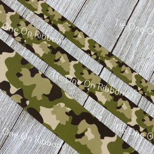 Mossy Shades of Green Camouflage Camo Printed Grosgrain Ribbon - 5/8 ...