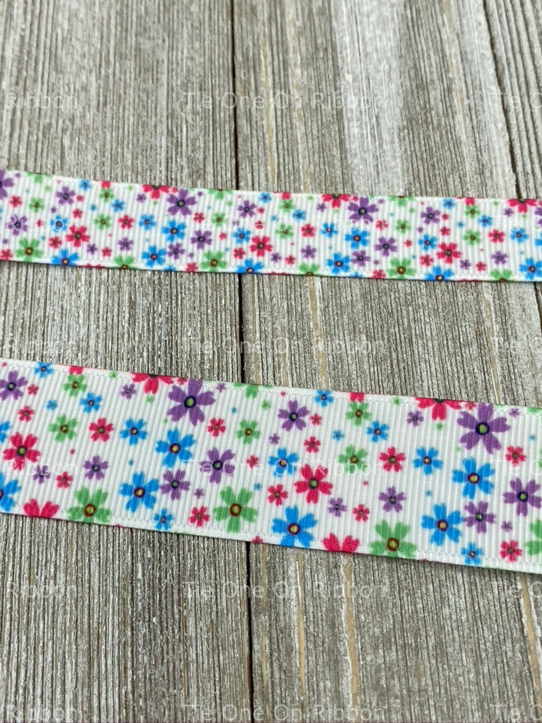 SALE 5 Yards Petite Bright Flower Printed Grosgrain Ribbon - Etsy