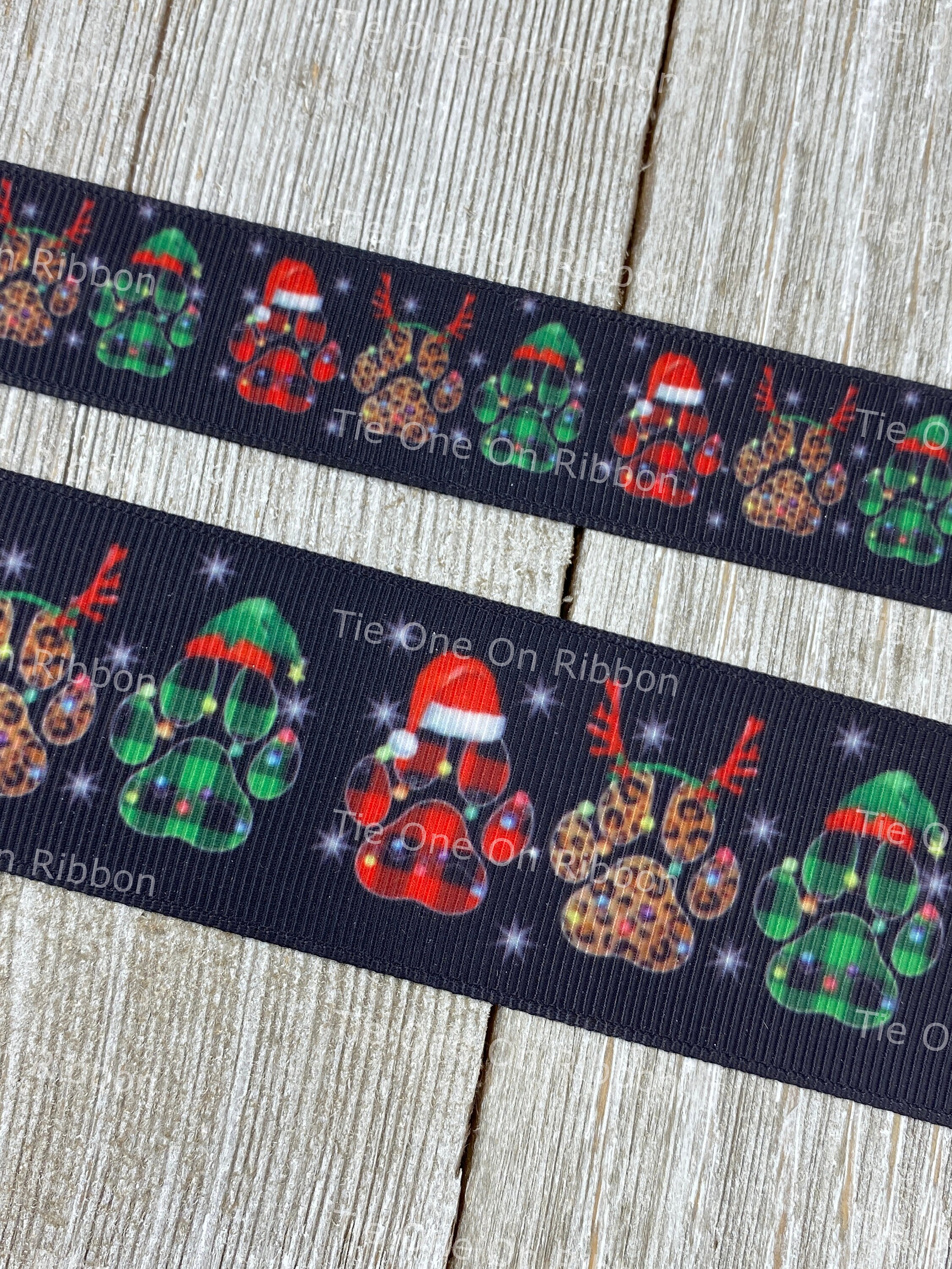 Festive Holiday Dog Paw Prints Lit up on Black Background - Etsy