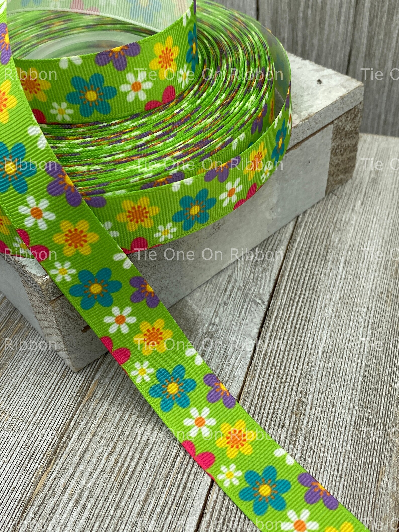 Bright Flower Power Floral Print Grosgrain Ribbon 7/8 - Etsy
