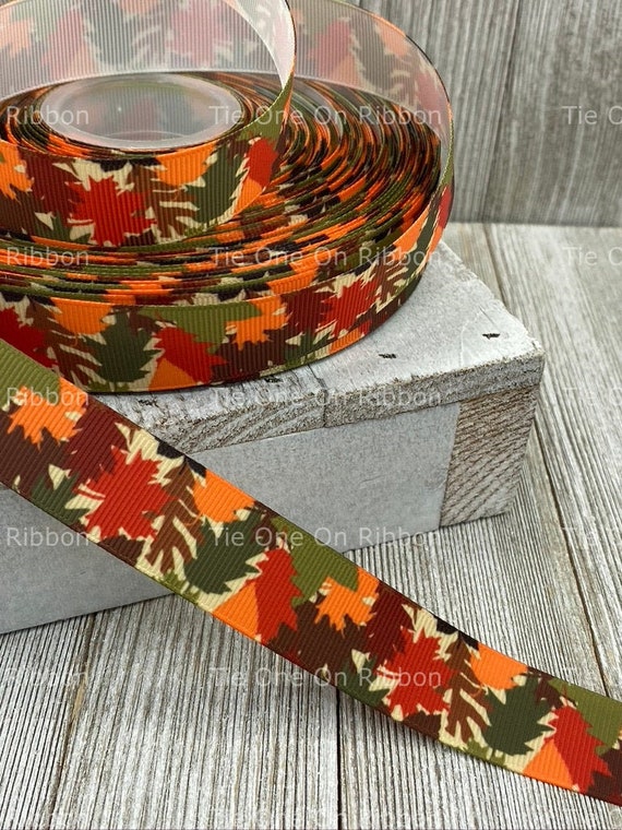 Collage Fall Leaves 7/8 Grosgrain Ribbon Materials Visual Arts etna.com.pe