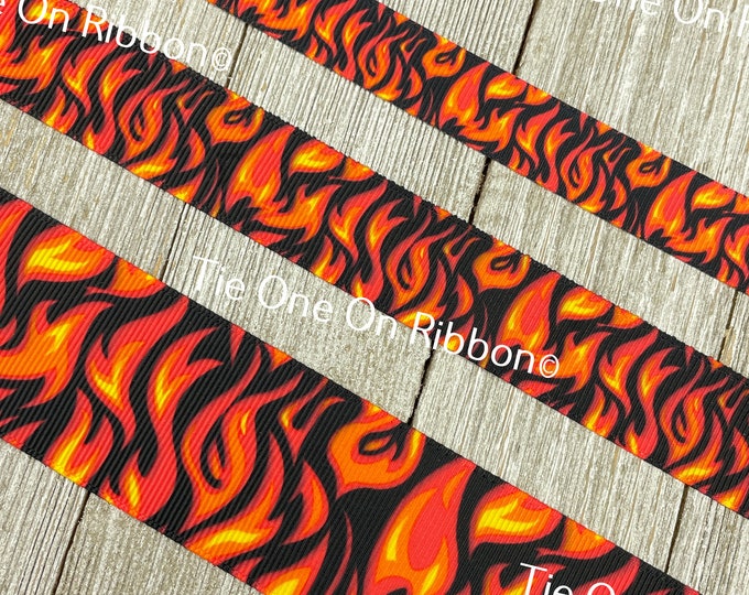 Flame Fire Skulls Motorcycles Hot Printed Ribbon 5/8 7/8 1.5 Dog Collar ...