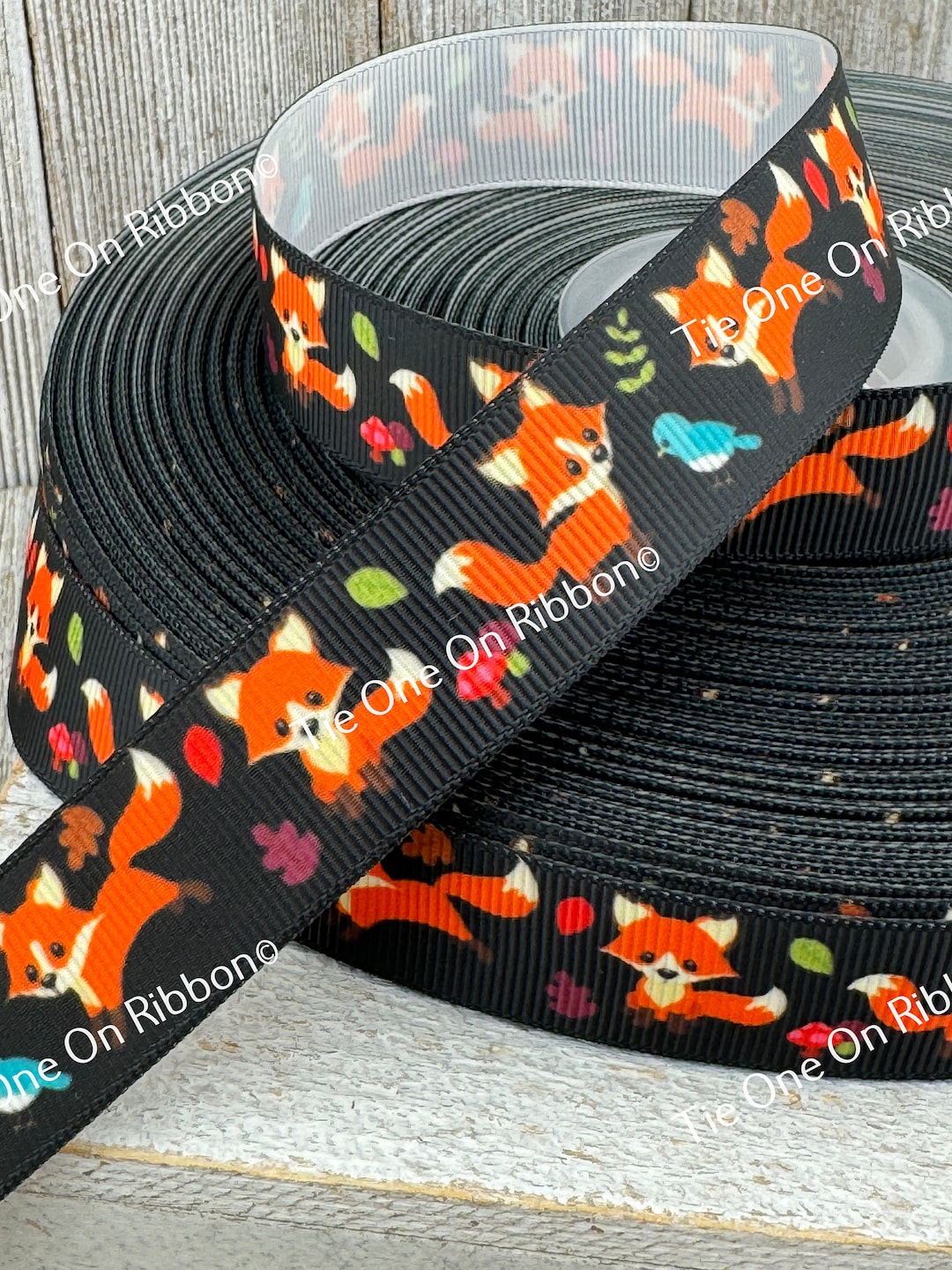 Woodland Fox Blue Bird Bluebird Deep Brown-black Background Printed ...