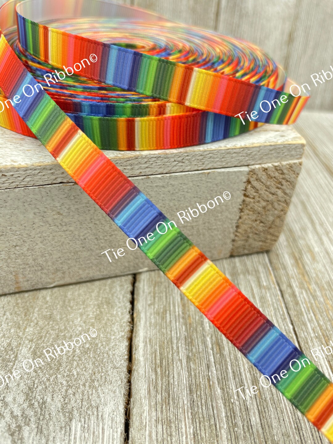 3/8" Mexican Stripe Sarape Festival Printed Grosgrain Ribbon - Sew ...