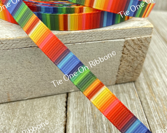3/8 Mexican Stripe Sarape Festival Printed Grosgrain Ribbon Sew Craft ...