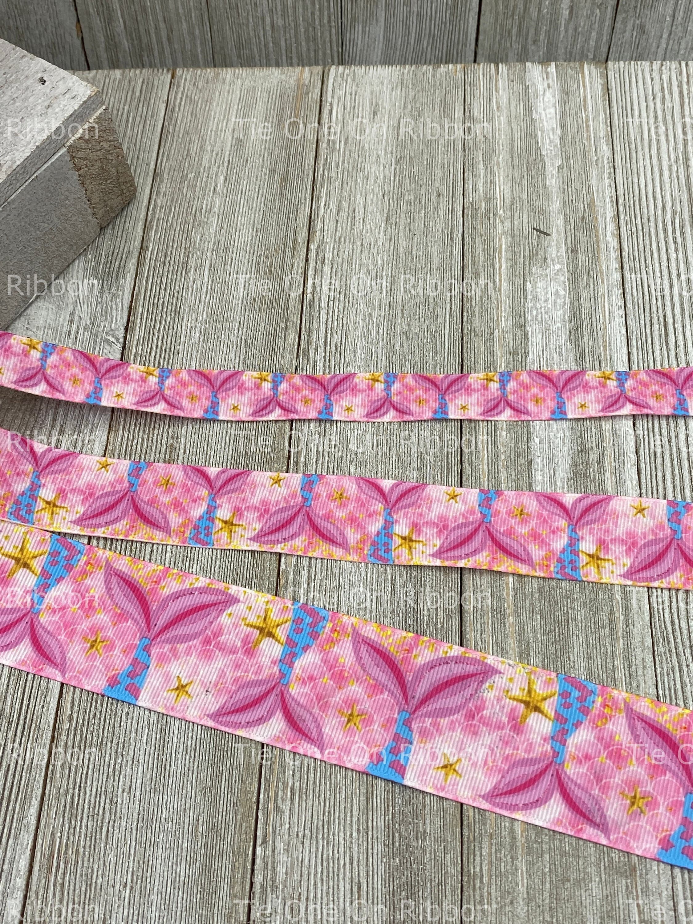 Pink and Blue Mermaid Tails Printed Grosgrain Ribbon 5/8 1 - Etsy