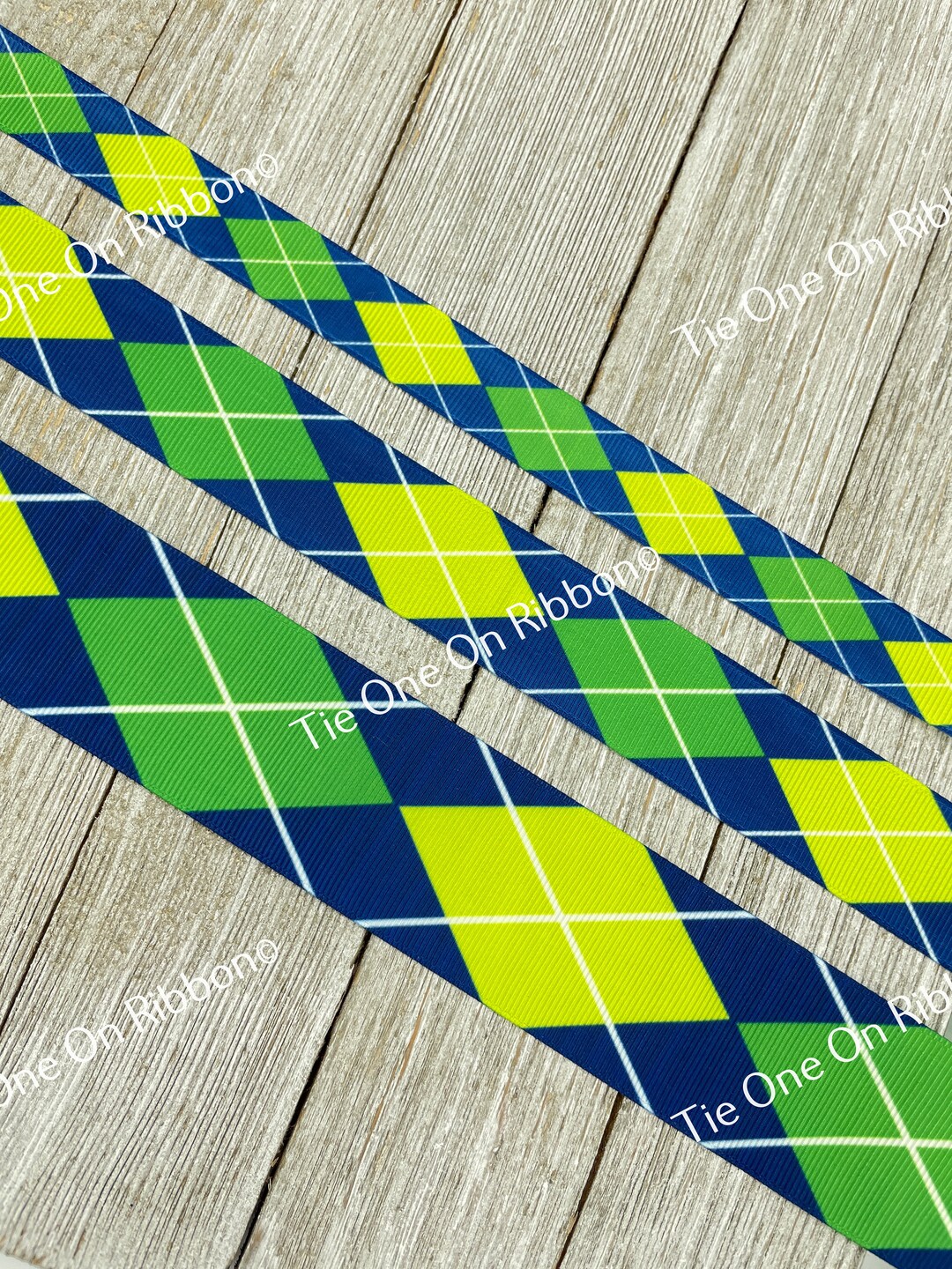 Green Argyle Plaid Print Grosgrain Ribbon - 5/8" - 1" - 1.5" - Sewing ...