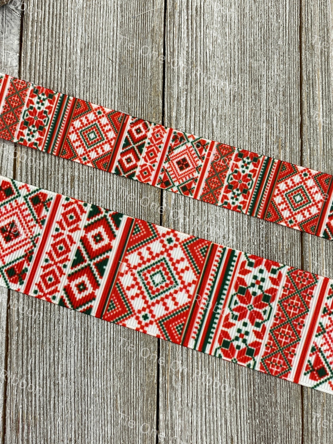 Christmas Holiday Aztec Tribal Inspired Printed Grosgrain Ribbon 7/8 1. ...