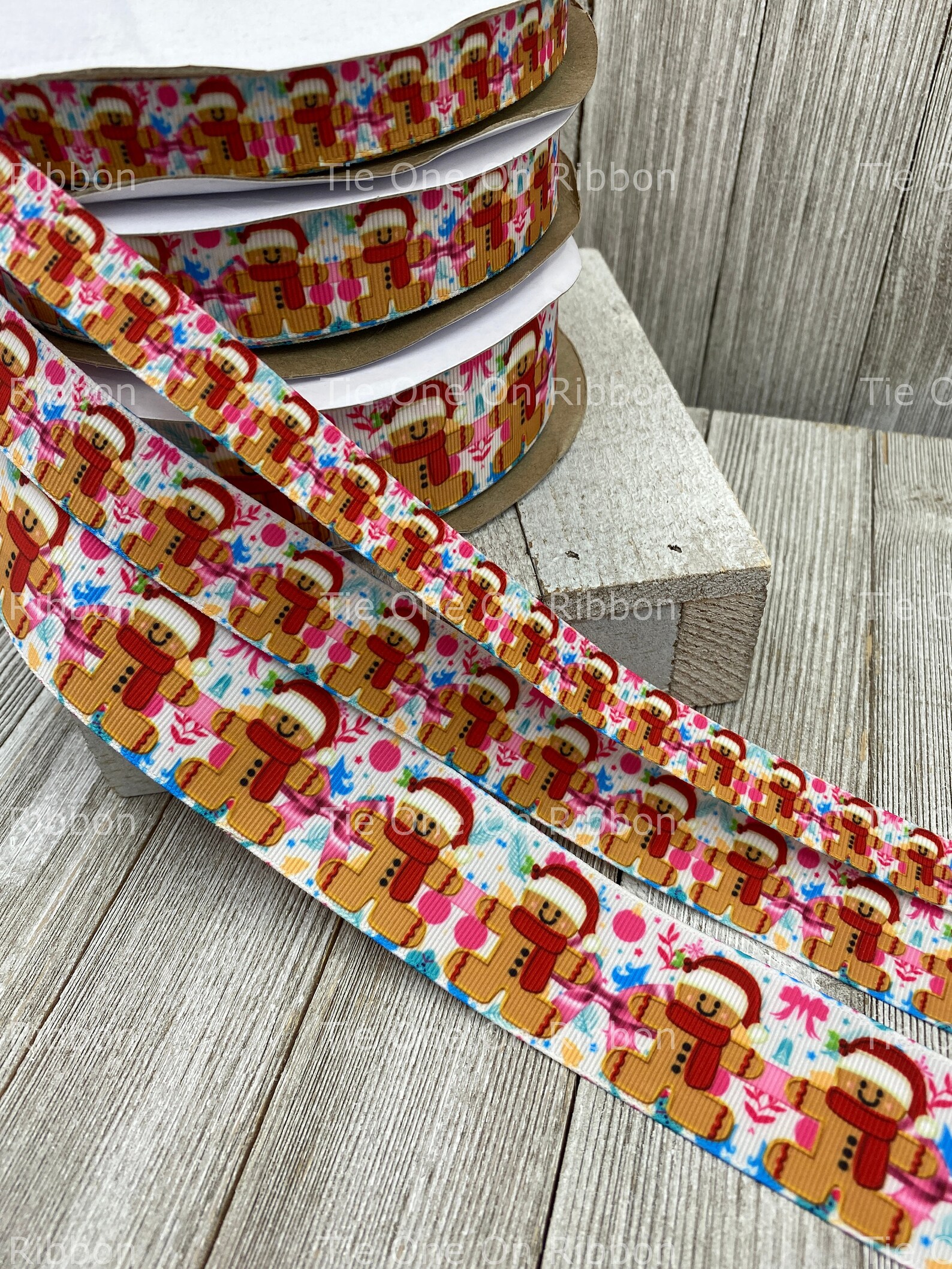 Holiday Christmas Gingerbread Cookie Printed Grosgrain Ribbon | Etsy