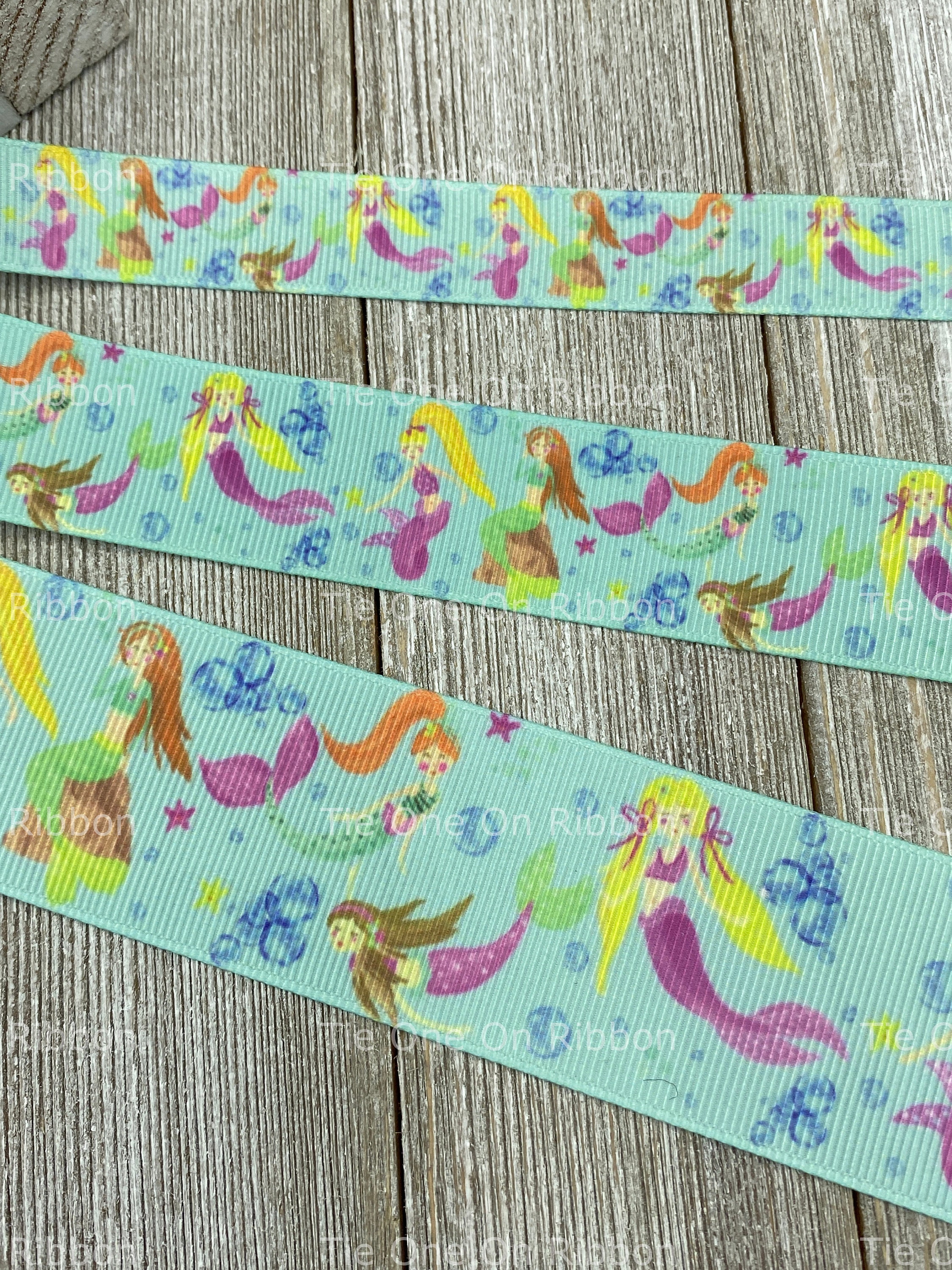 SALE 5 Yards Cute Cartoon Mermaids Printed Grosgrain Ribbon - Etsy