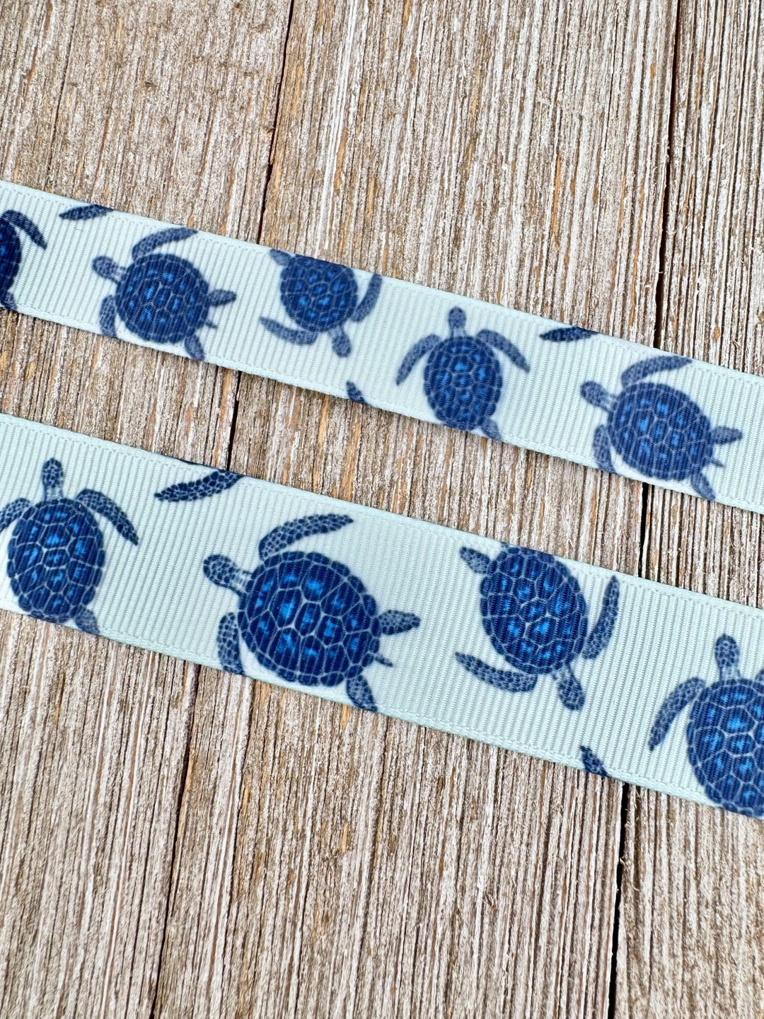 Blue Sea Turtles on Pale Blue Grosgrain Printed Ribbon - 5/8" - 7/8 ...