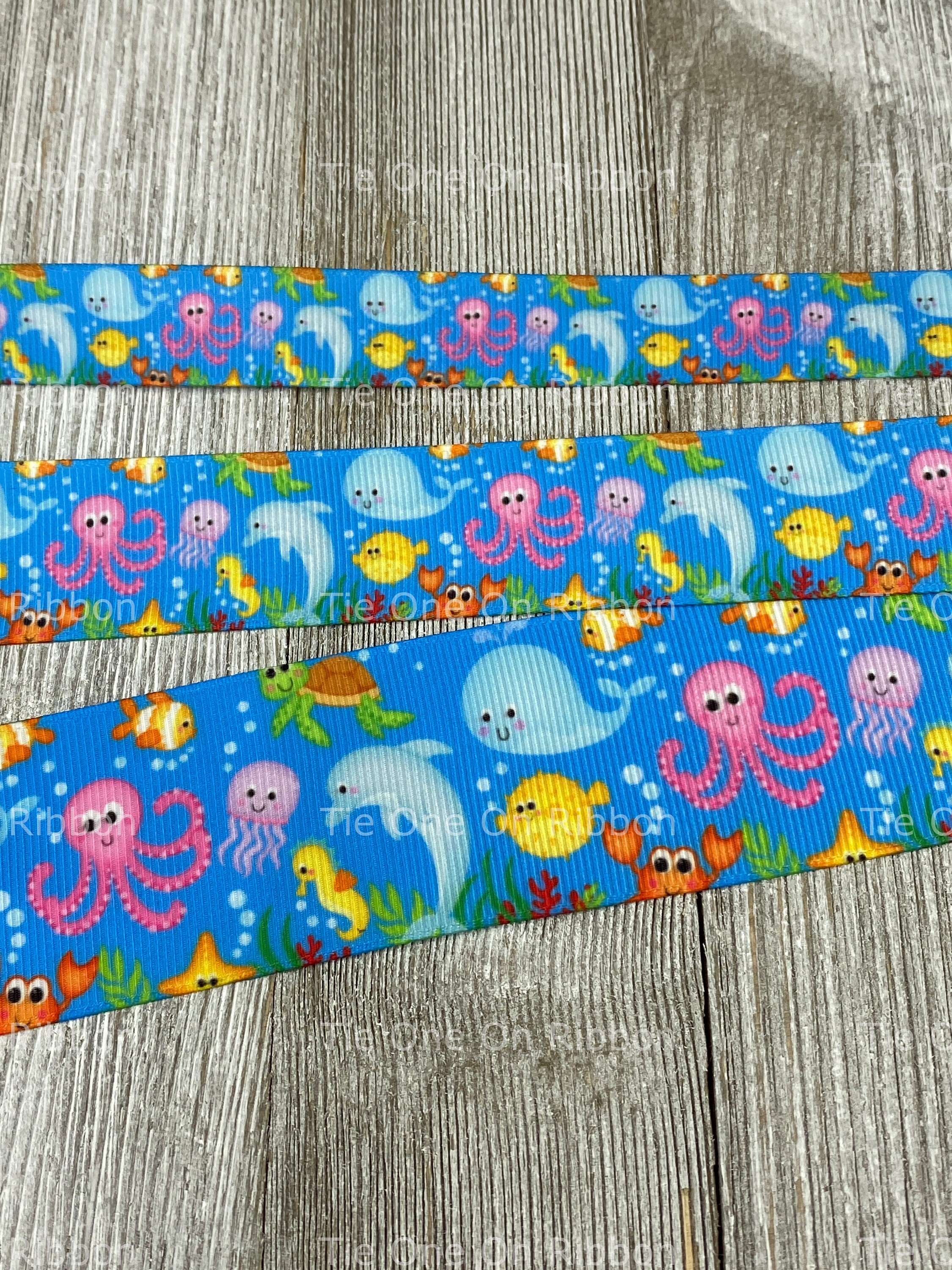 Sea Life Ocean Print Grosgrain Ribbon 5/8 1 - Etsy