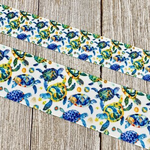 Bright Sea Turtles Ocean Beach Print Grosgrain Ribbon - 7/8" - 1.5 ...