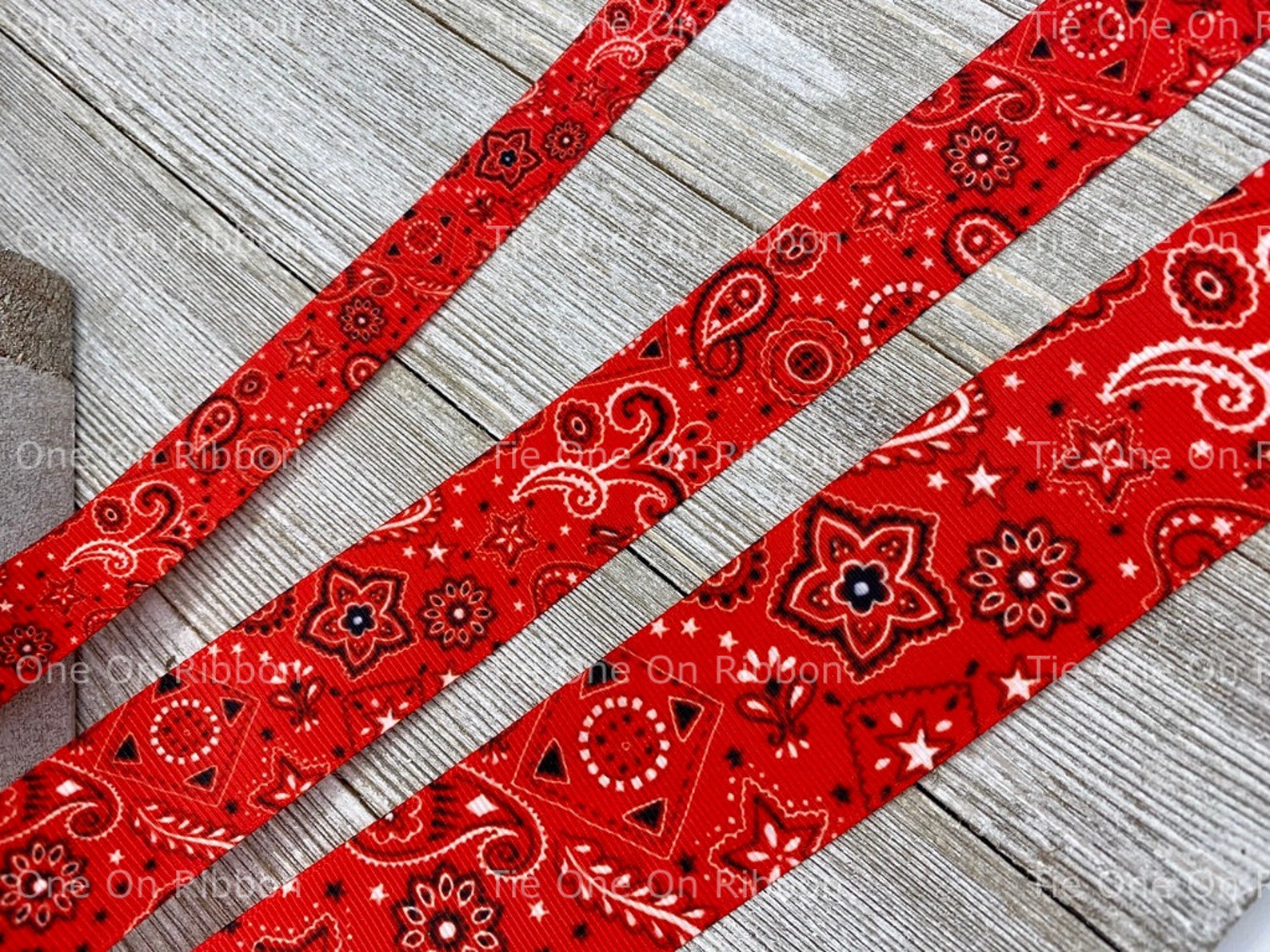 Red Bandana Cowgirl Western Printed Grosgrain Ribbon 5/8 | Etsy