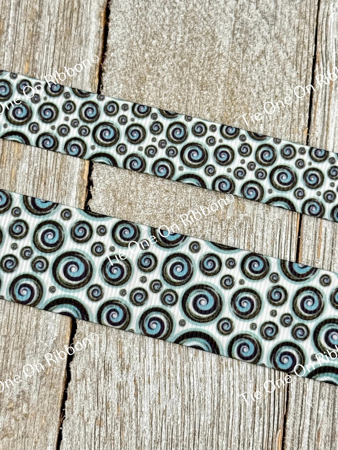 Sale! 5 Yards Blue and Black Dot Swirls Printed Grosgrain Ribbon - 5/8 ...