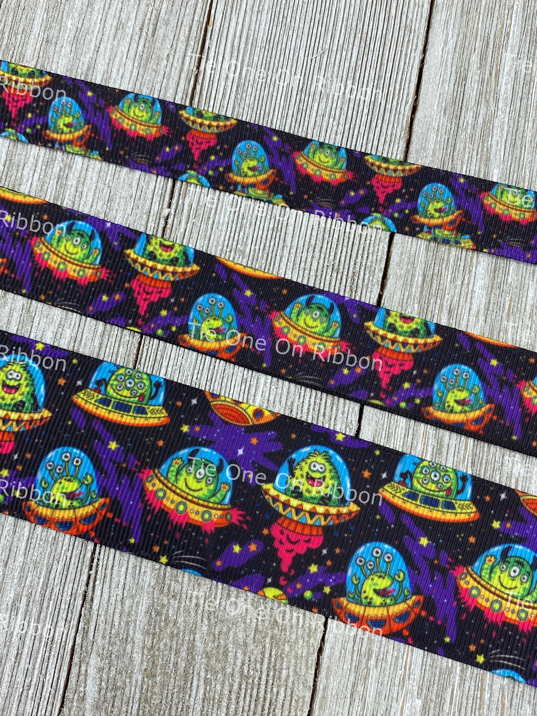 Cute Green Alien Print Grosgrain Ribbon 5/8 7/8 1.5 Inch | Etsy