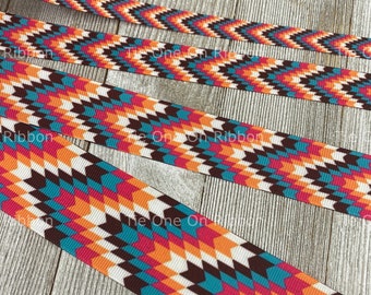 Southwest Aztec Tribal Stripes Printed Grosgrain Ribbon 3/8 5/8 7/8 1 1 ...
