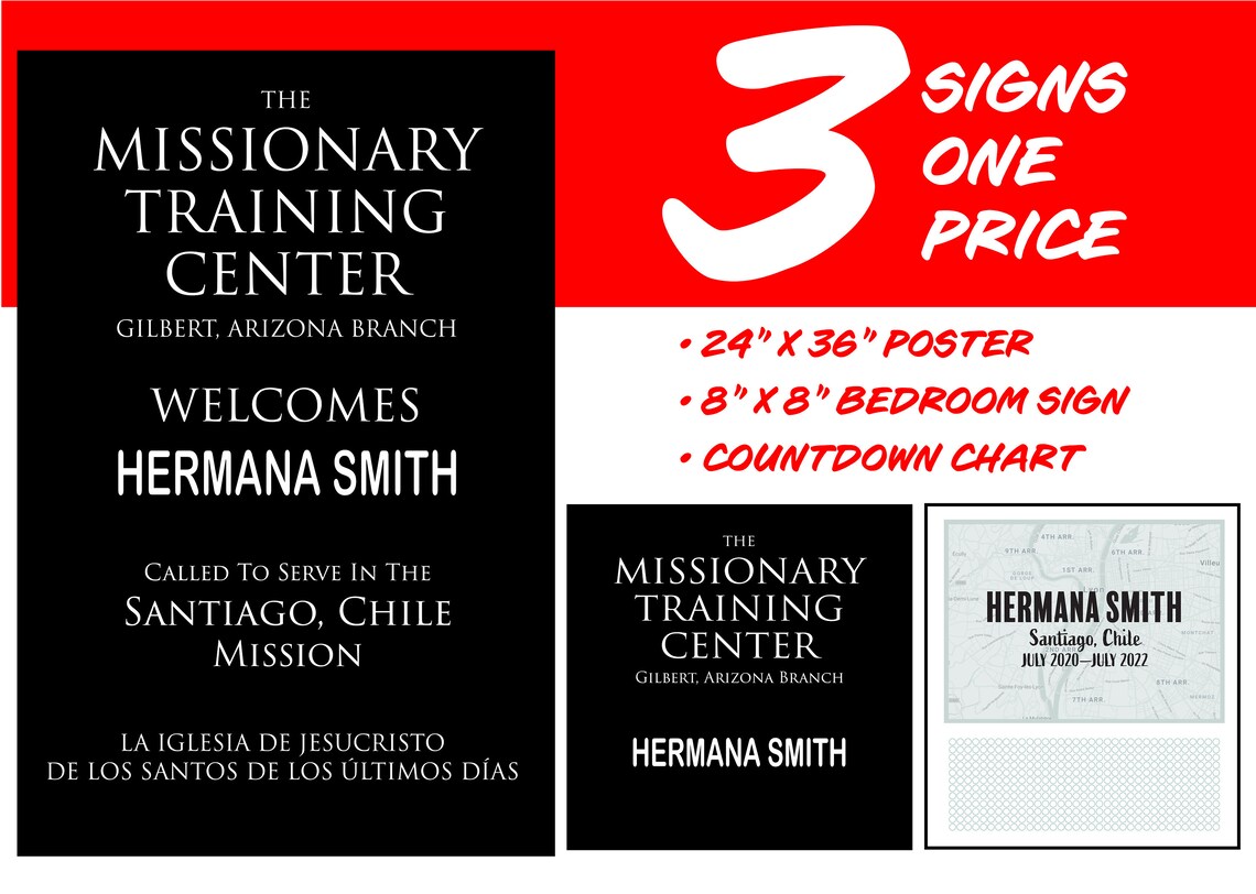 LDS Missionary Sign Set – Personalized MTC Poster & Countdown (digital ...