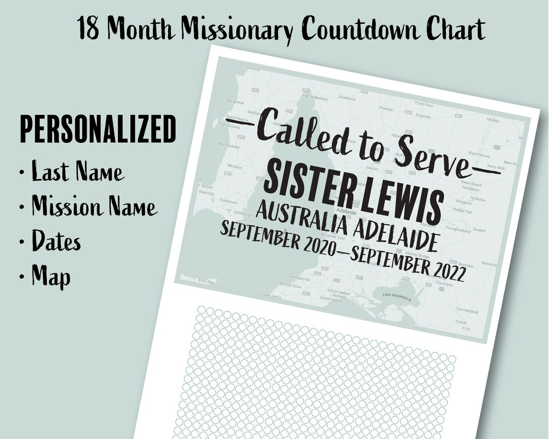 Personalized Sister Missionary Countdown Chart for the Church of Jesus ...