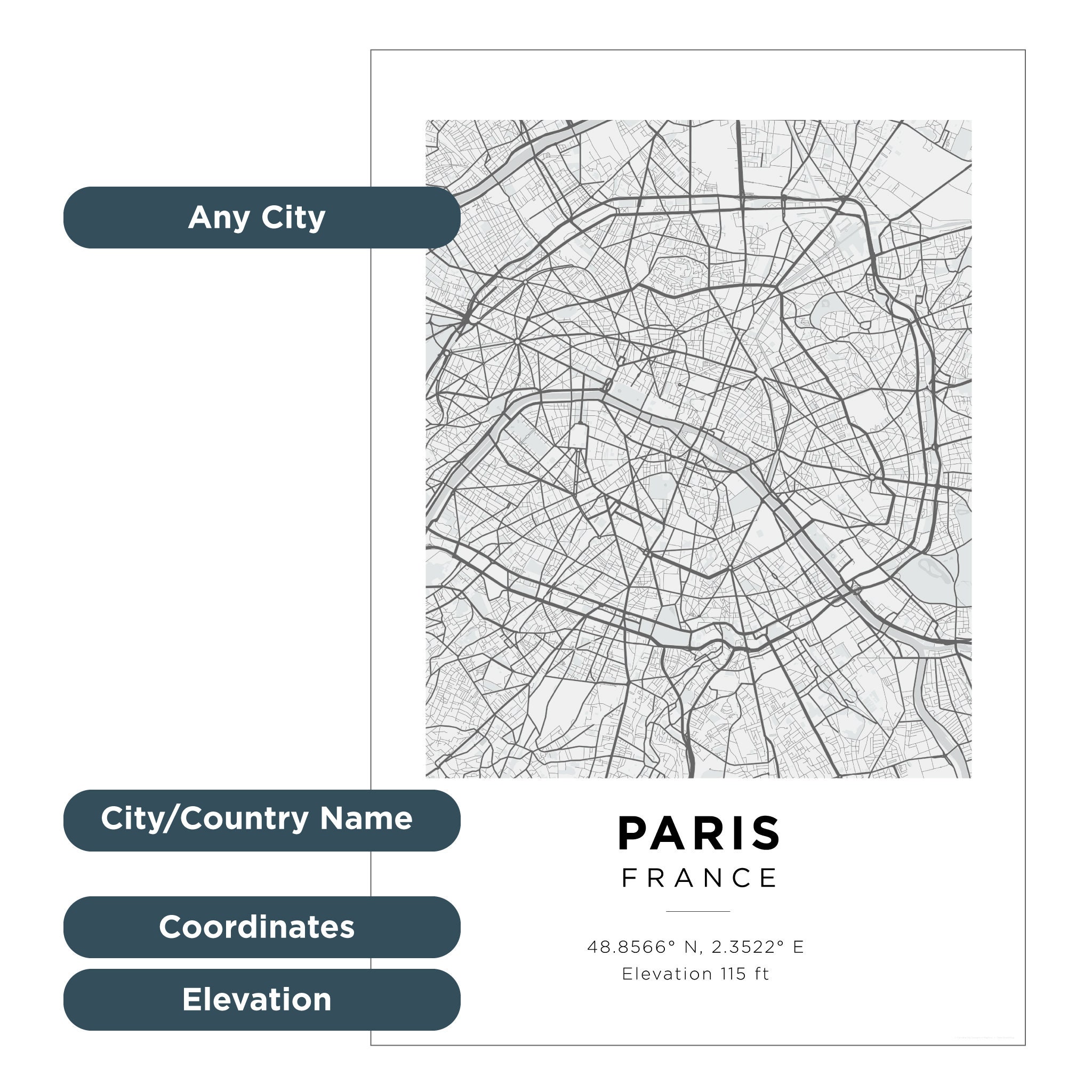 Digital Download CUSTOM City Map Printable Wall Art for Home | Etsy