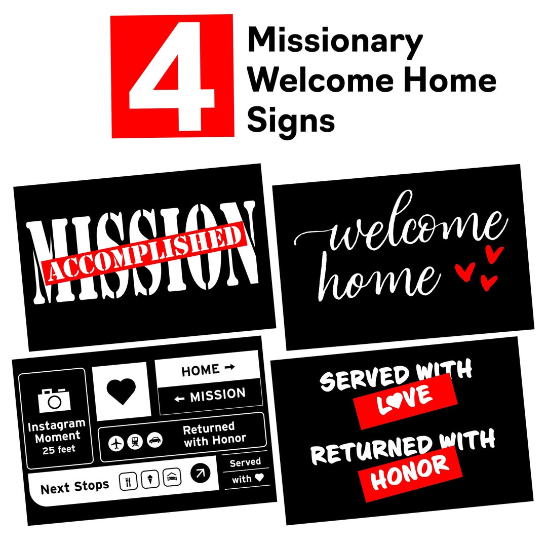 Four LDS Return Missionary, Welcome Home Airport Sign and Banners ...
