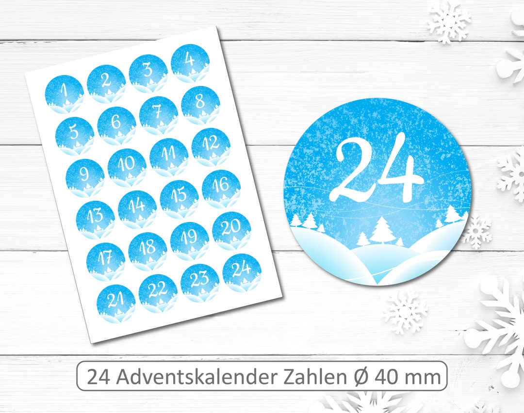 Zahlen 1 24 für Adventskalender zum aufkleben runde Aufkleber ...