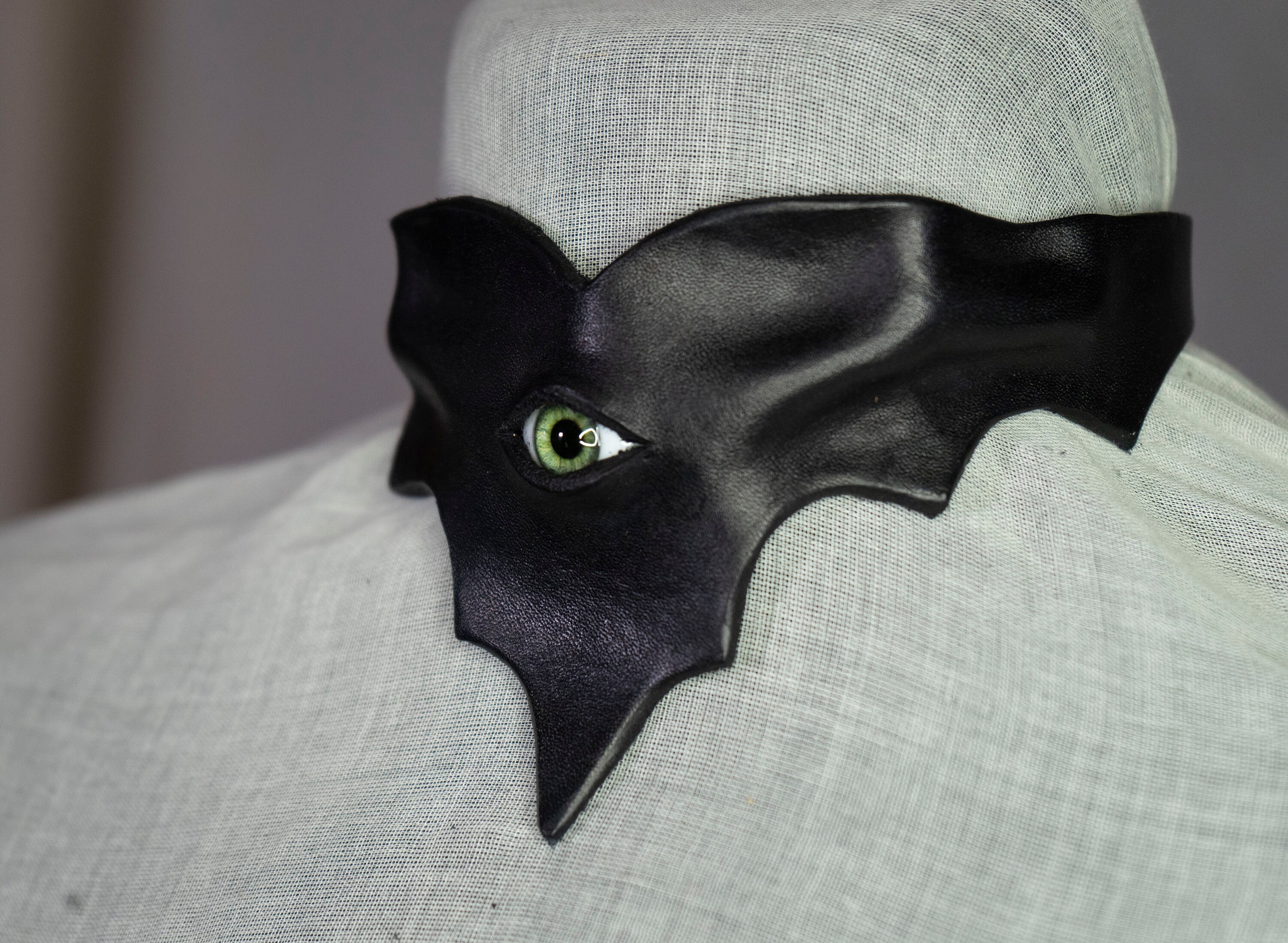Kamazotz Black Bat Choker With Green Human Glass Eye - Etsy