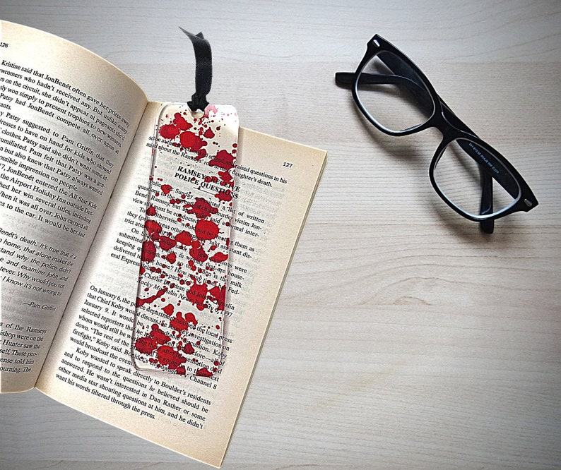 Blood Splatter Bookmark - True Crime Gift - Horror Bookmarks - Gift for ...