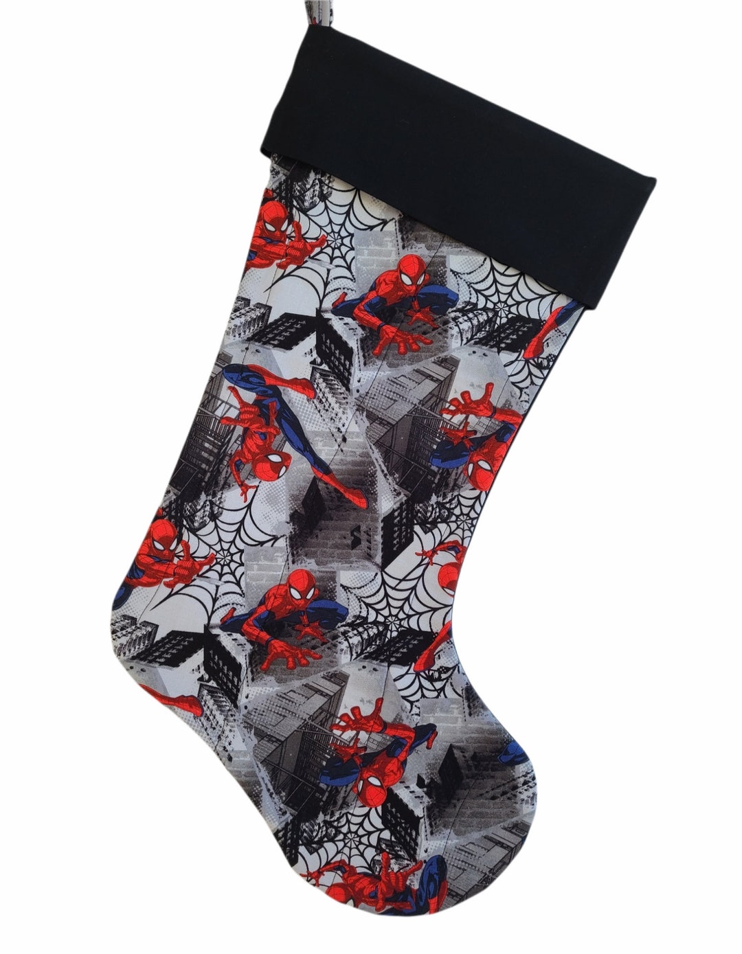 Spiderman on Black Quilted Christmas Stocking - Etsy