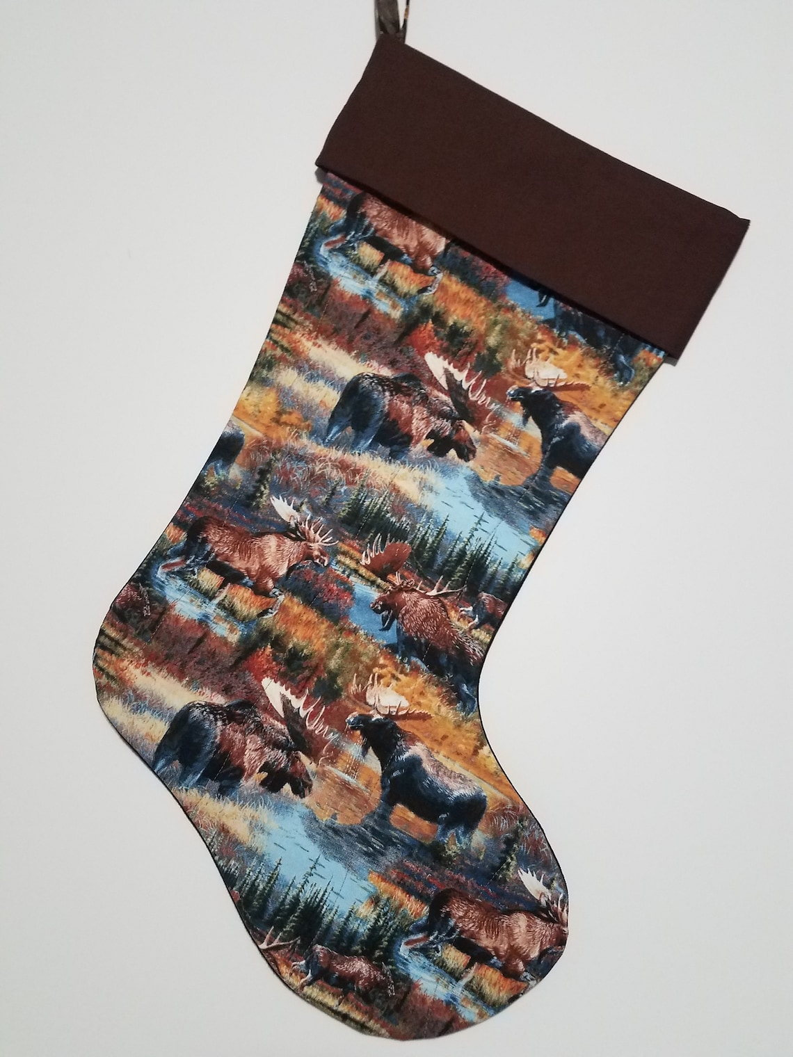 North American Moose Quilted Christmas Stocking | Etsy