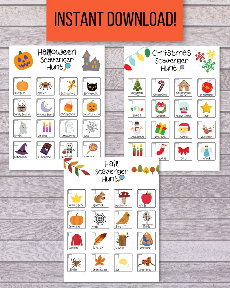 Kids Holiday Scavenger Hunt Printable Children's - Etsy